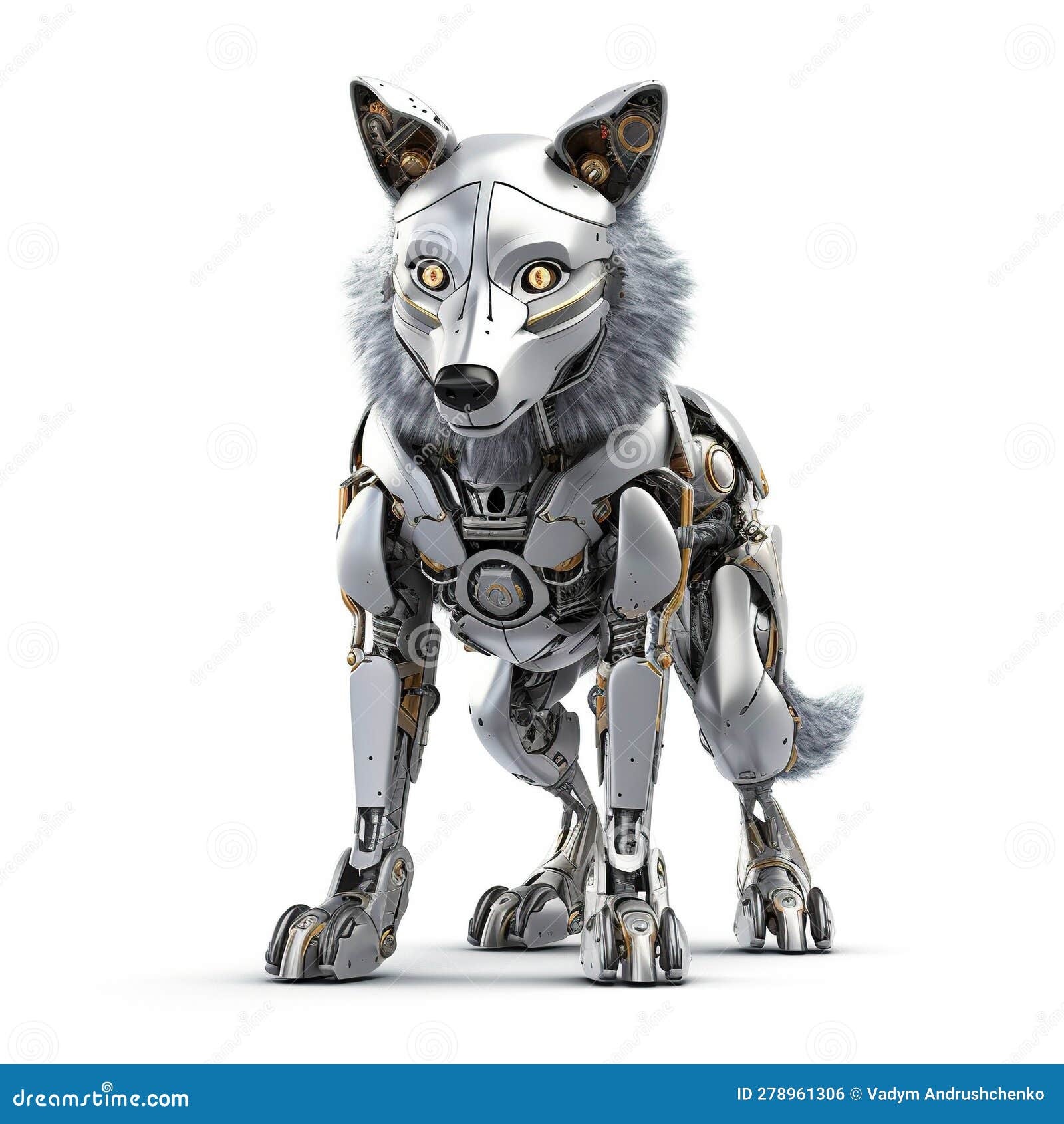 Wolf Robot, Robotic Animal Isolated Over White Background. Created with ...