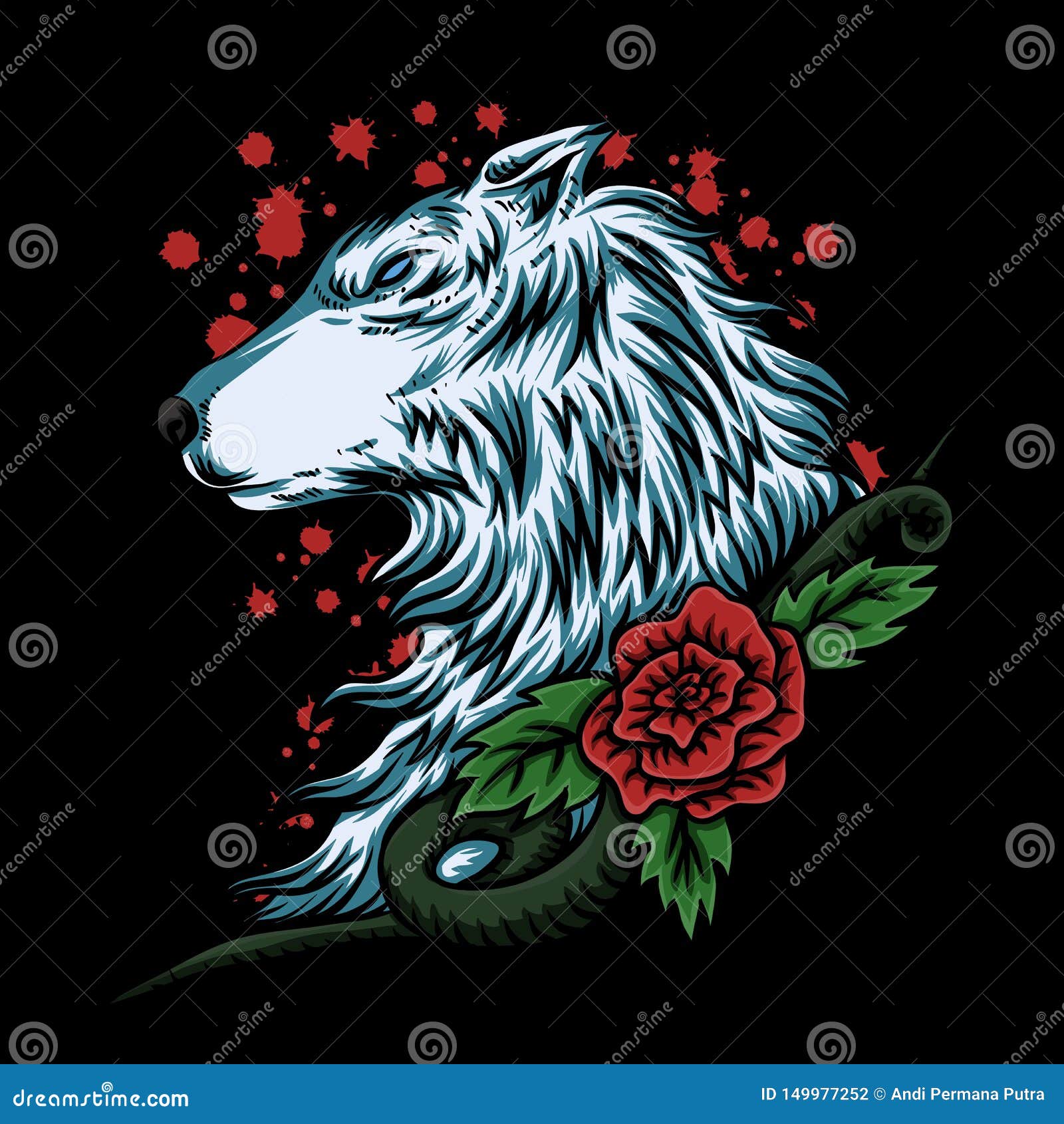 Wolf Rose Vector Illustration Stock Vector - Illustration of roses ...