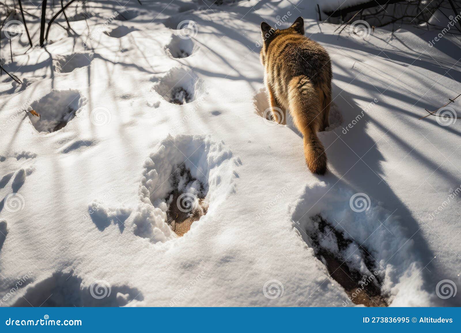 Wolf S Paw Pads On Snowy Ground With Footprints Visible Stock Illustration Illustration Of