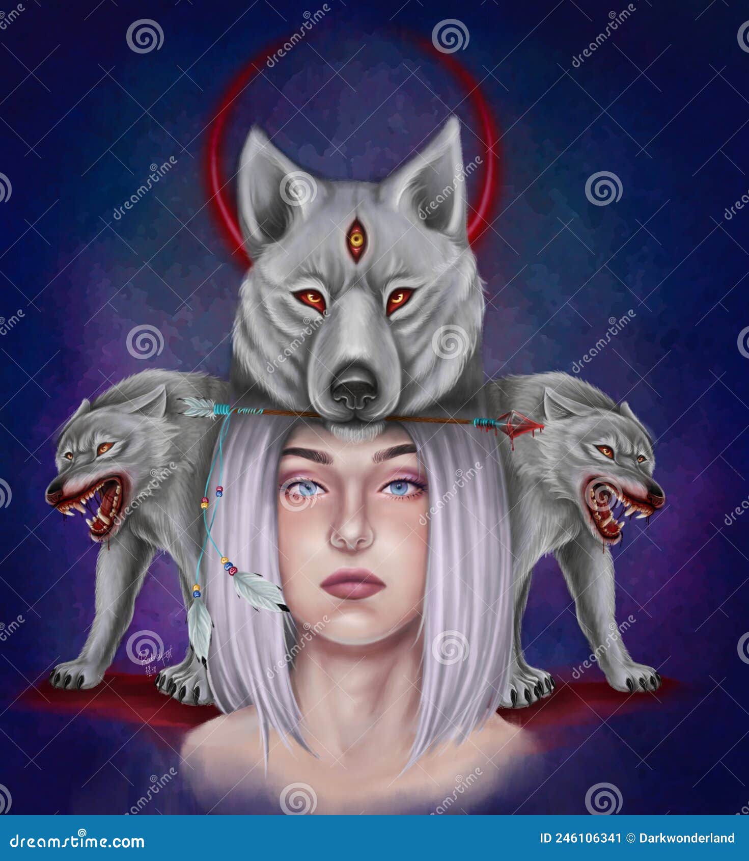 Wolf shaman stock illustration. Illustration of head - 246106341