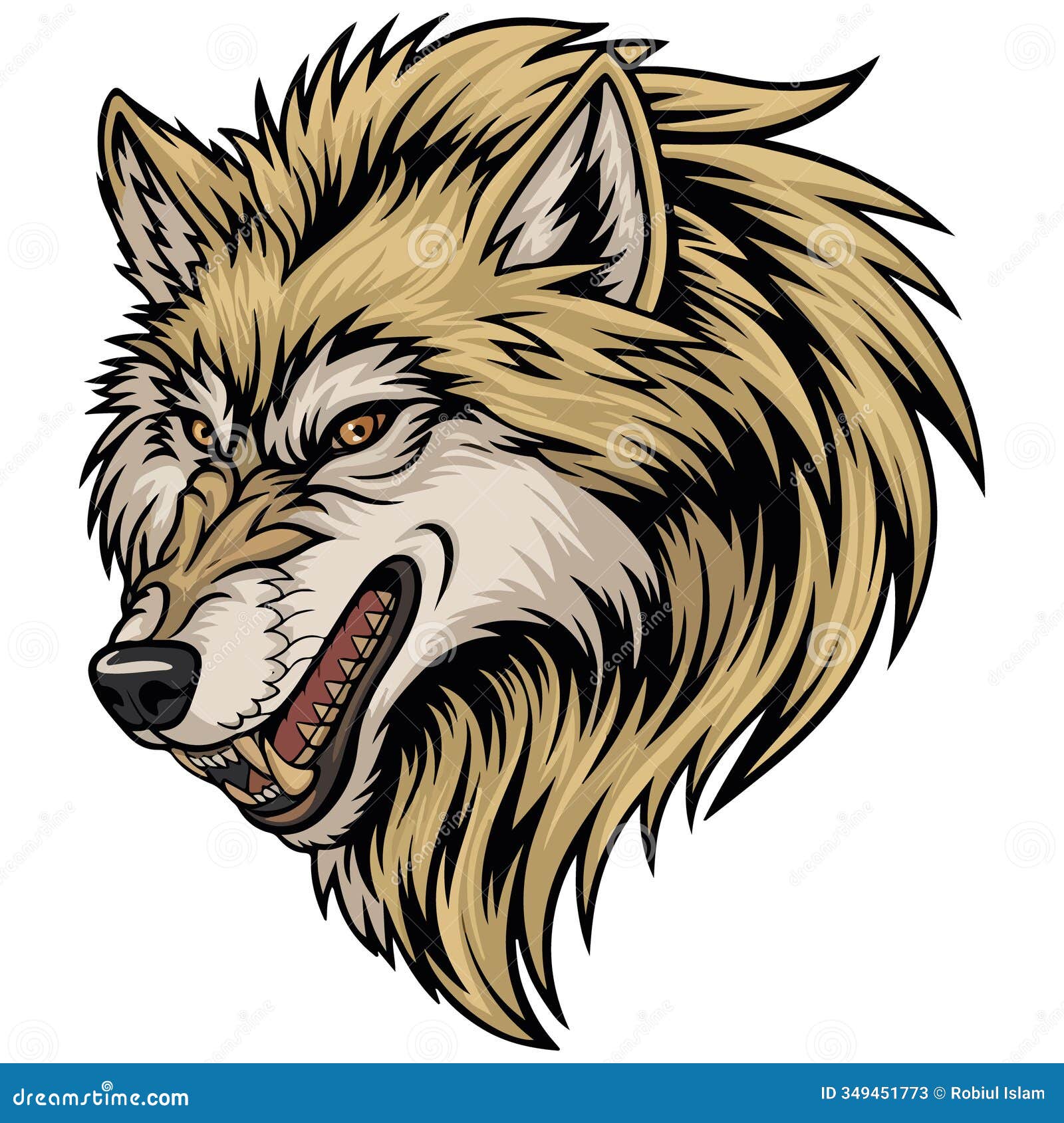 Sharp Wolf Head Line Logo Design Vector Illustration | CartoonDealer ...