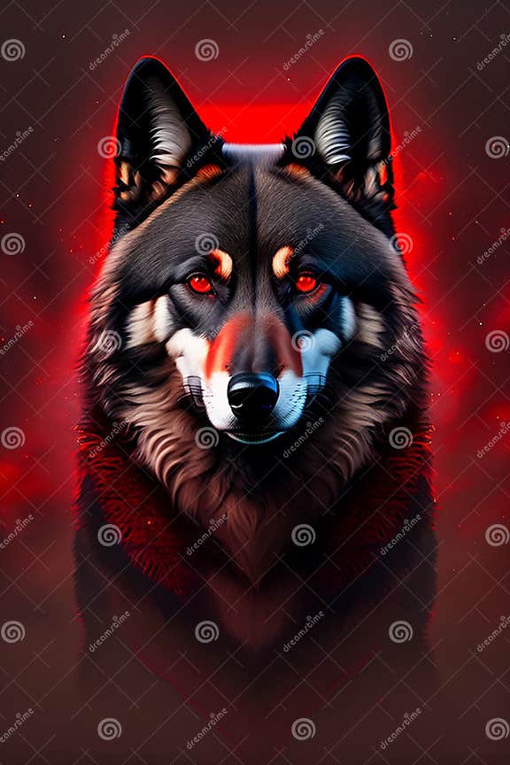 A Wolf with a Sharp Gaze and a Terrifying Aura Stock Illustration ...