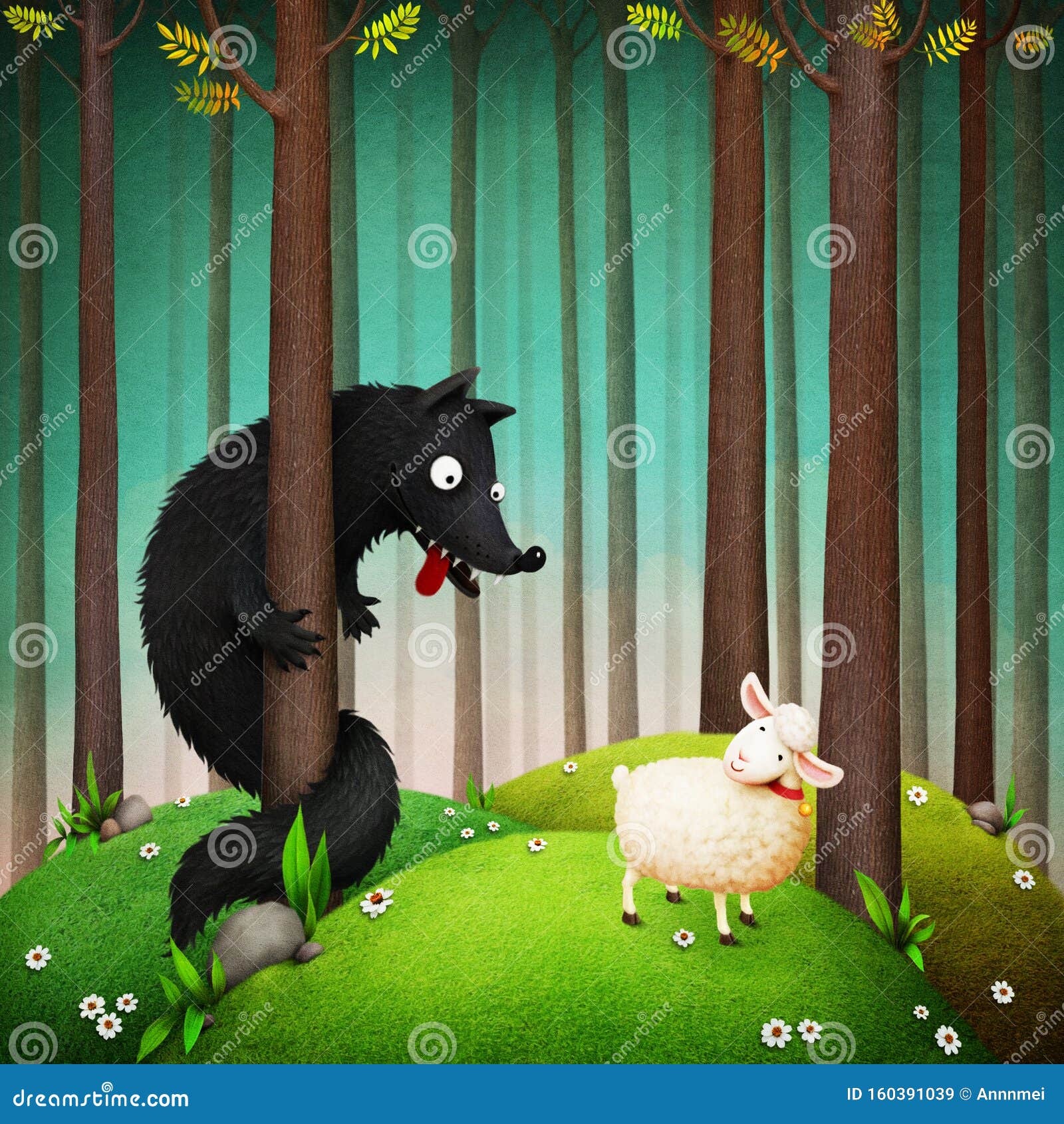 Wolf Ate Sheep. Lamb Inside Belly Of Wolf Vector Illustration ...