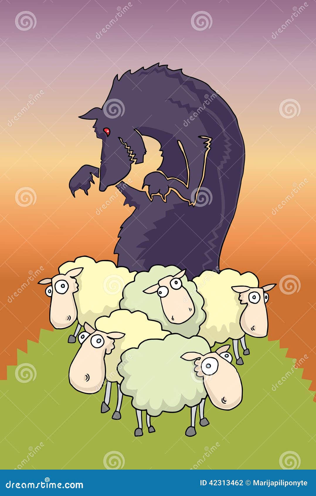 Wolf among the sheep stock illustration. Illustration of abstract ...