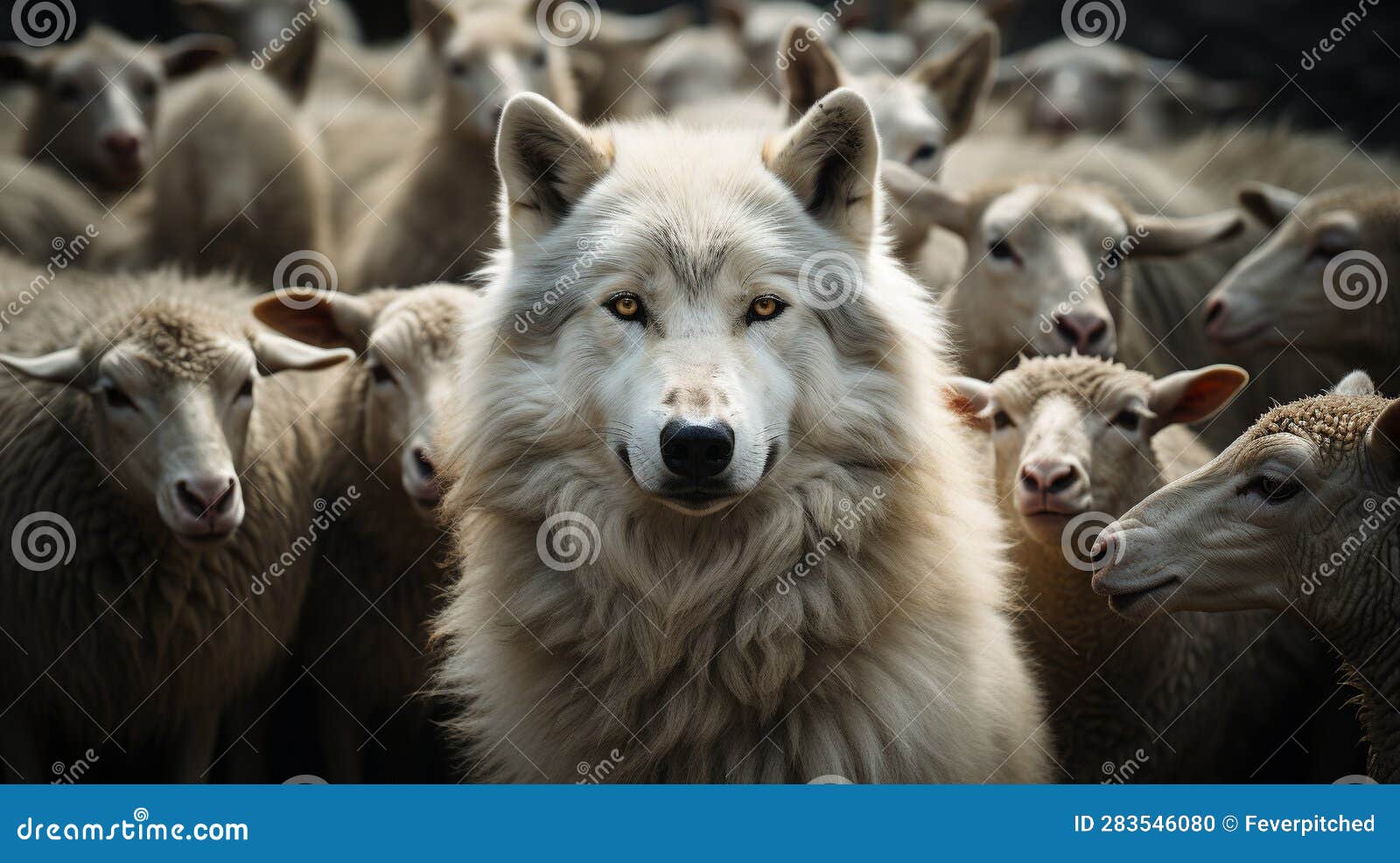 A Wolf in Sheep S Clothing - a Wolf among Dozens of Sheep - Generative ...