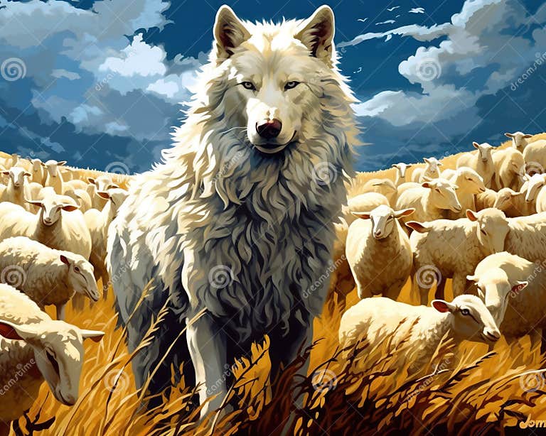 Wolf between Sheeps and Sheeps Clothing Stock Illustration ... Wolf between Sheeps and Sheeps Clothing Stock Illustration ...