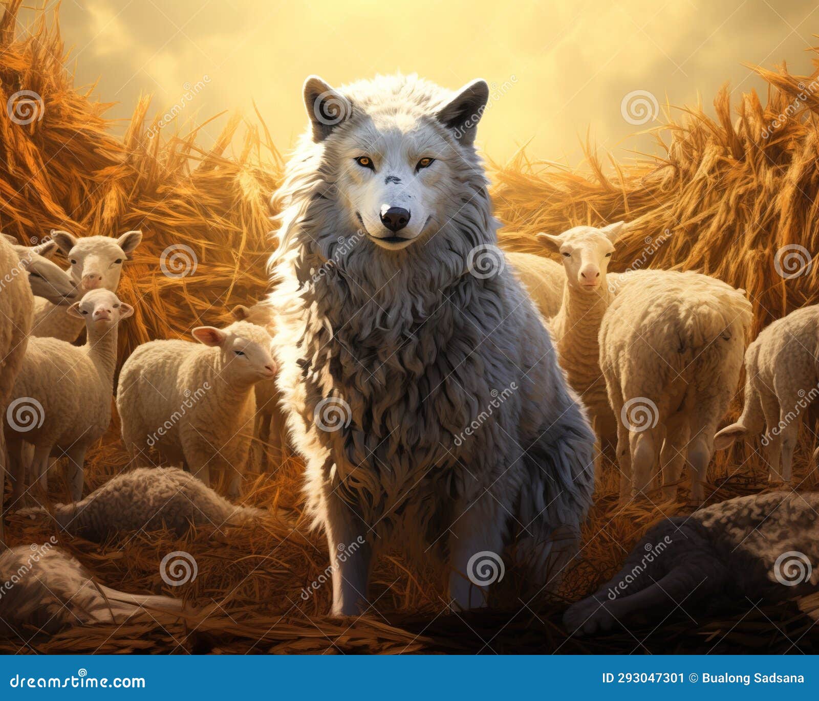 Wolf between Sheeps and Sheeps Clothing Stock Illustration ... Wolf between Sheeps and Sheeps Clothing Stock Illustration ...