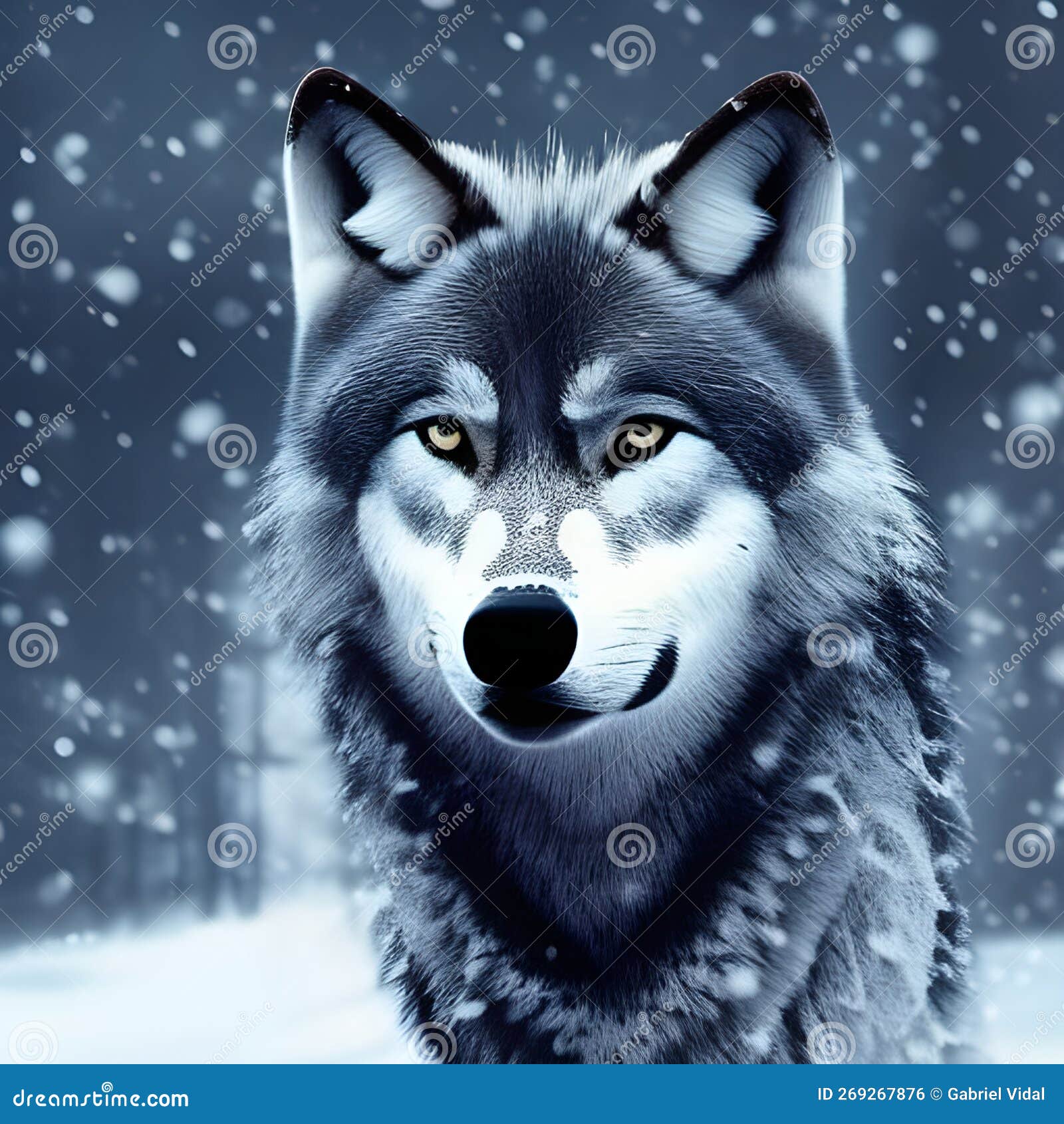 Wolf in the Snow Created Using Generative AI Stock Illustration ...