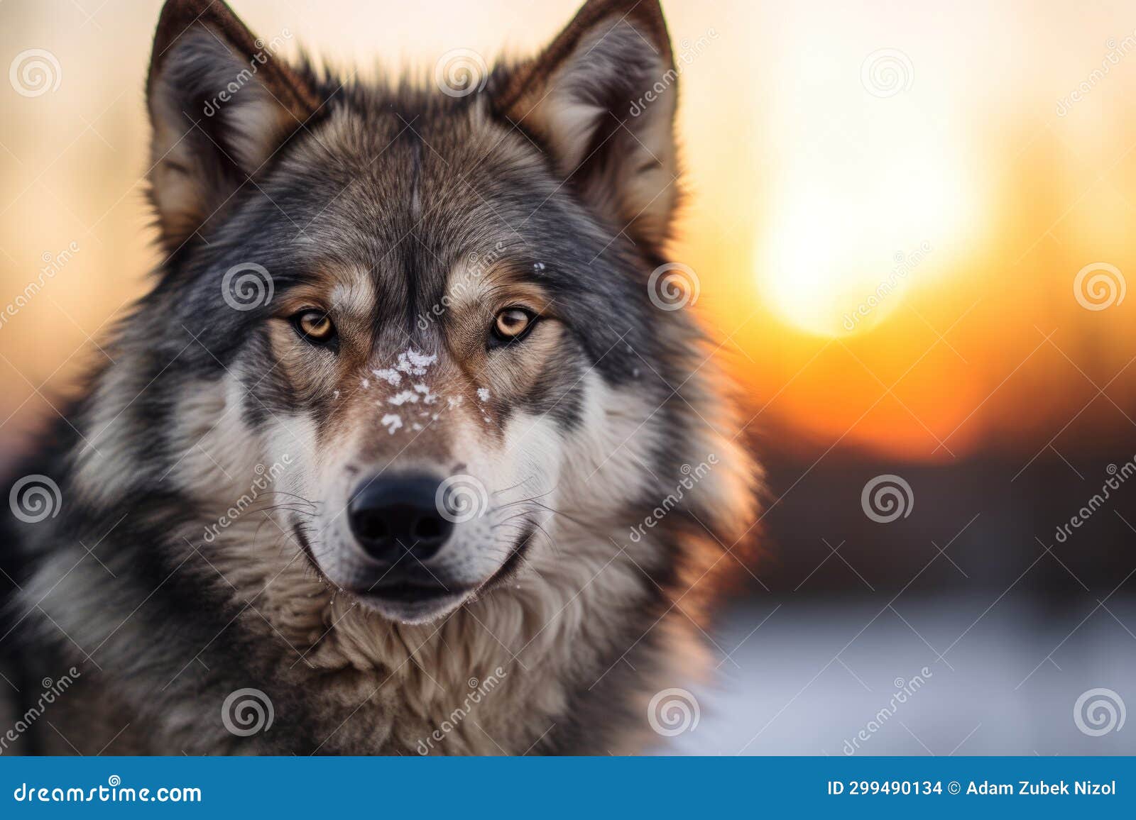 A Wolf with Snow on Its Face Stock Illustration - Illustration of ...