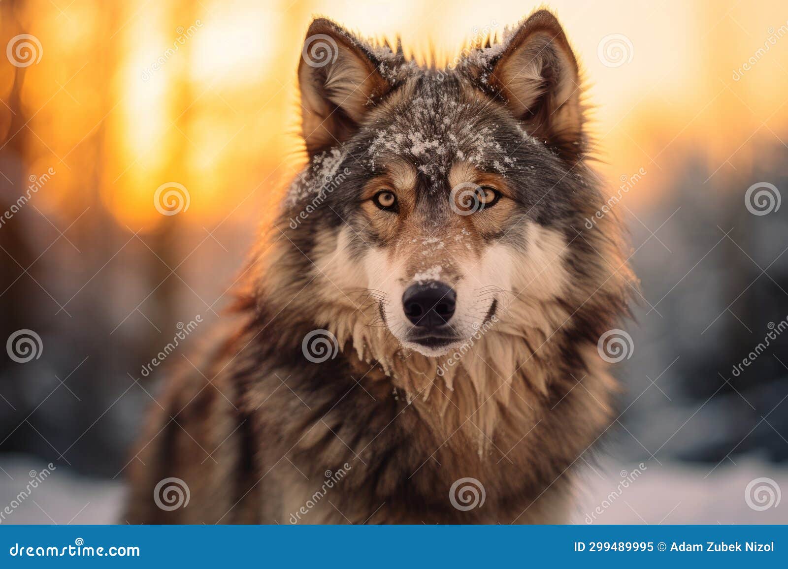 A Wolf with Snow on Its Head Stock Illustration - Illustration of ...