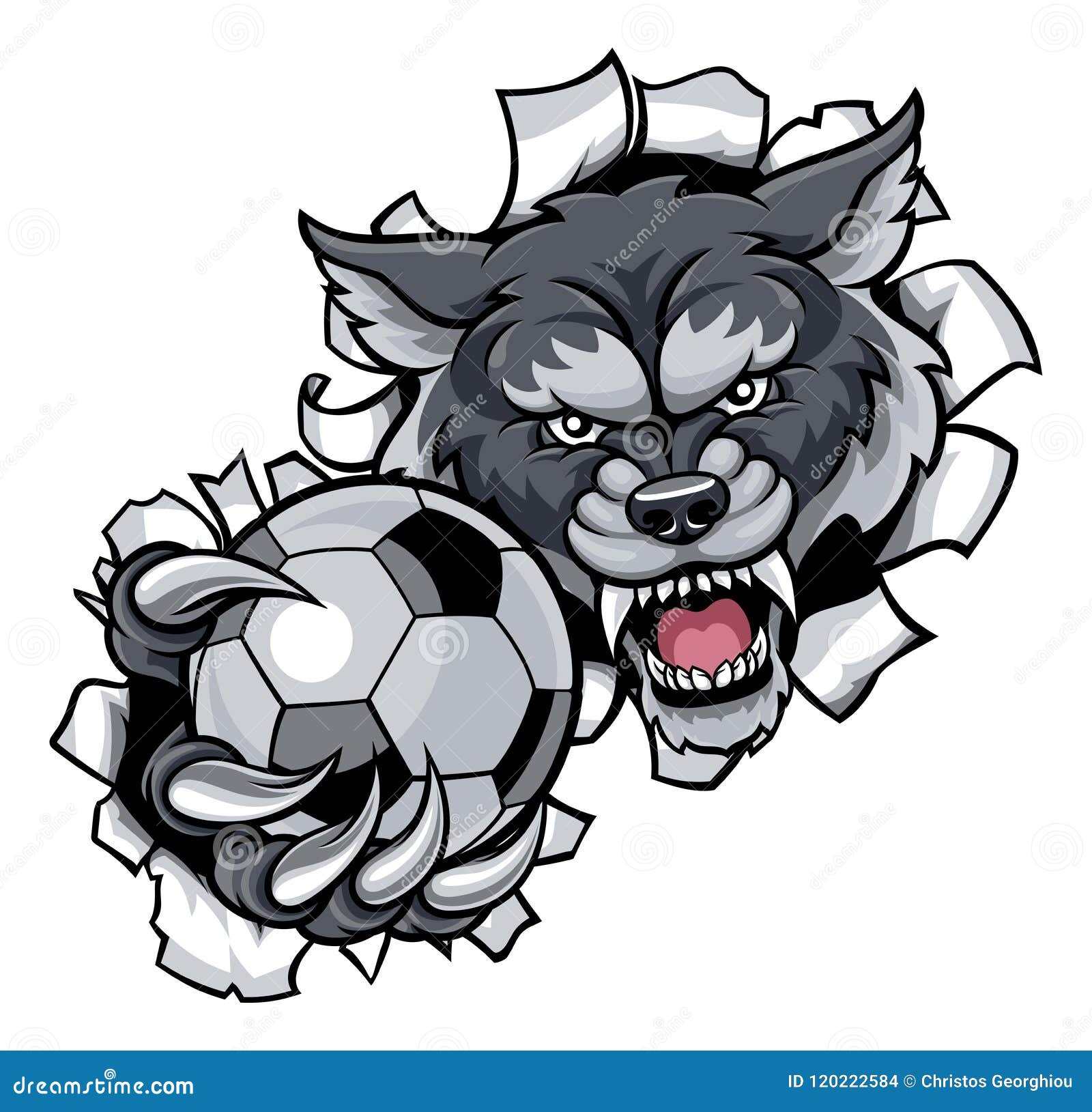 Wolf Soccer Mascot Breaking Background Ilustración del Vector ...