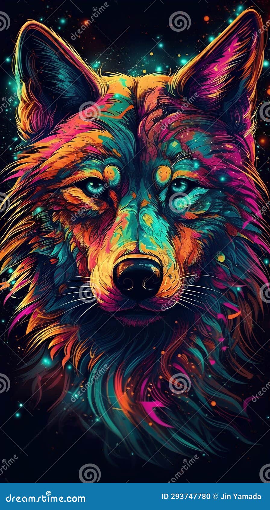 Wolf in the Space. Psychedelic Style. Vector Illustration Stock ...