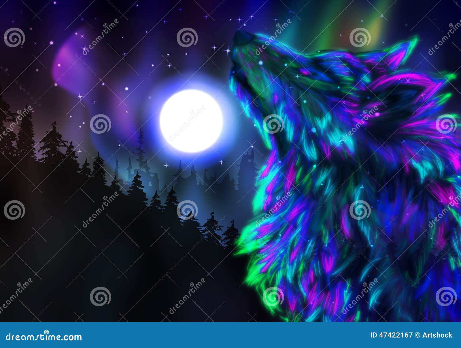 Wolf Spirit de urro ilustração stock. Ilustração de computador - 47422167