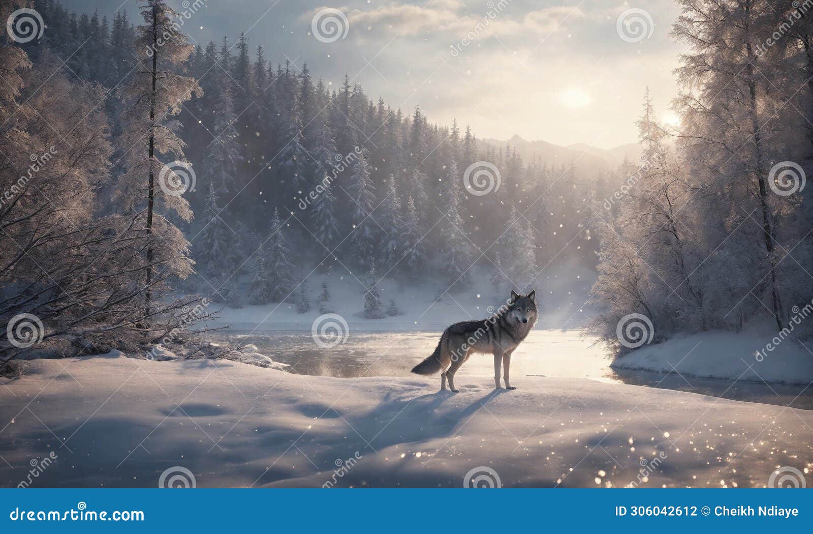 Wolf Stand in a Fores Landscape Stock Photo - Image of freezing, winter ...