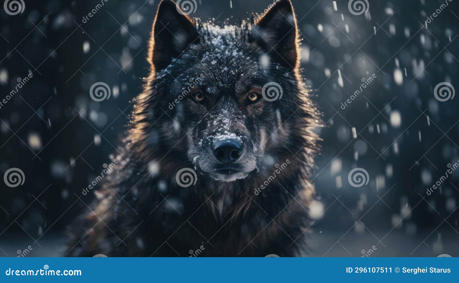 A Wolf is Standing in the Snow with Its Eyes Open, AI Stock Image ...