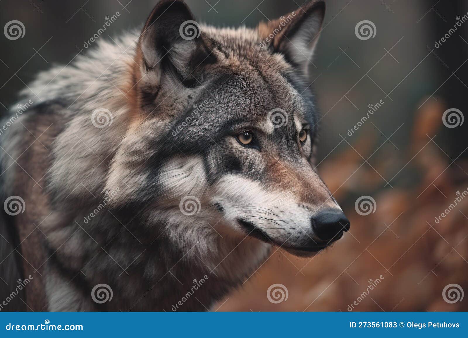 A Wolf is Standing in the Woods Looking at Something in the Distance ...