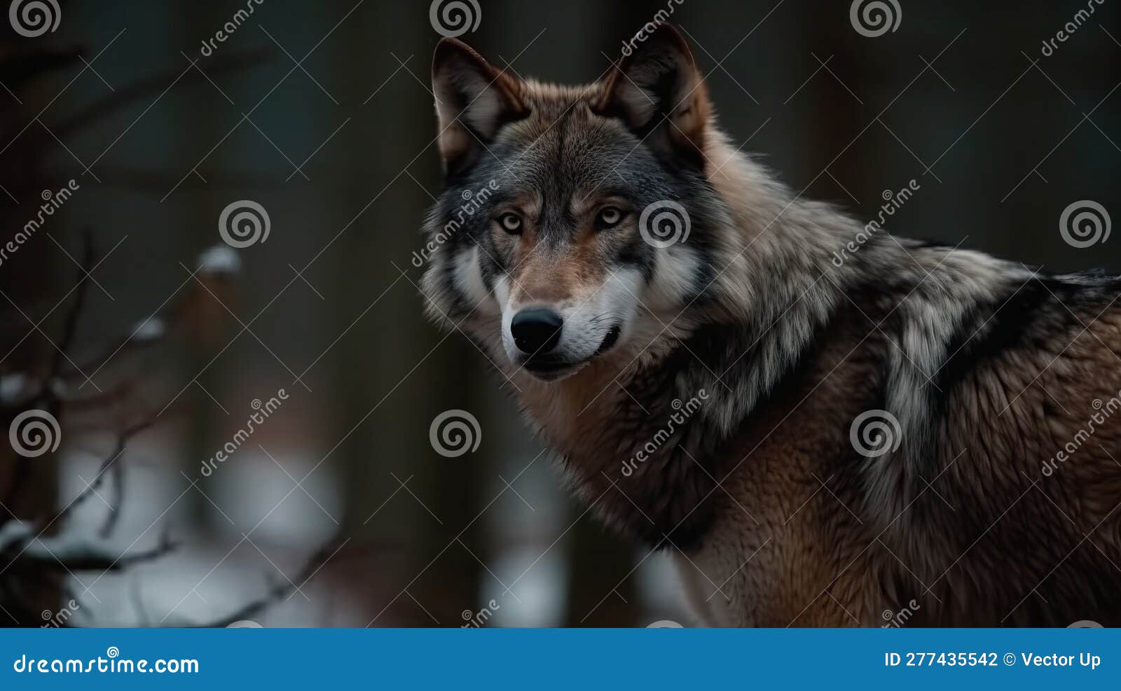 Wolf Stands in the Forest. Generative AI Stock Photo - Image of lupus ...