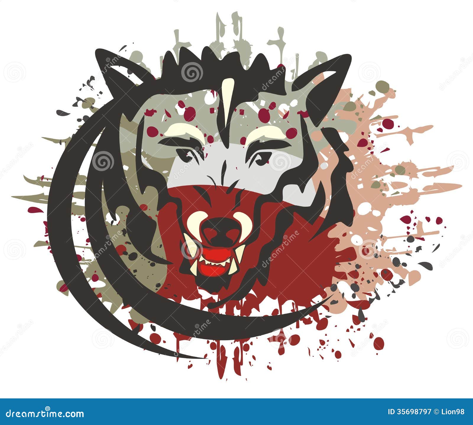 Wolf Symbol with Bloody Splashes Stock Vector - Illustration of drop ...