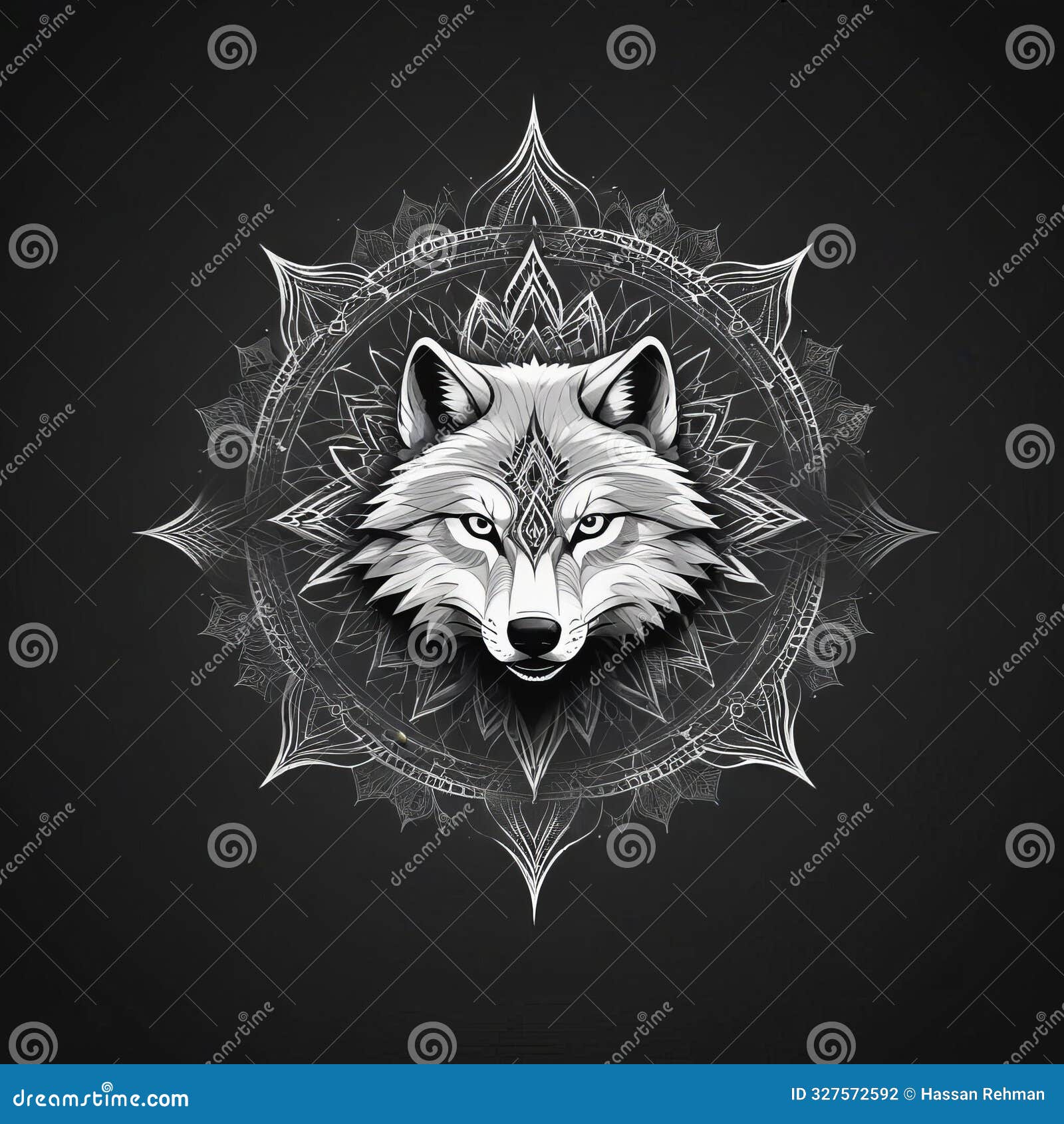 Wolf T-Shirt Design with Dramatic Lighting Stock Illustration ...