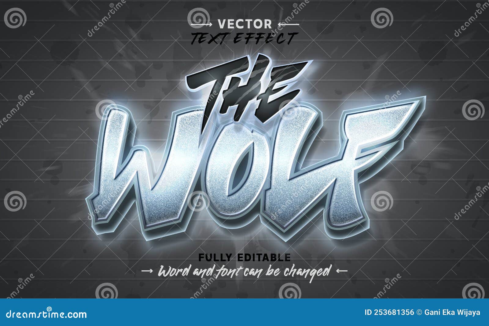 The Wolf Text Chunky Graffiti Style Editable Text Effect Stock Vector ...