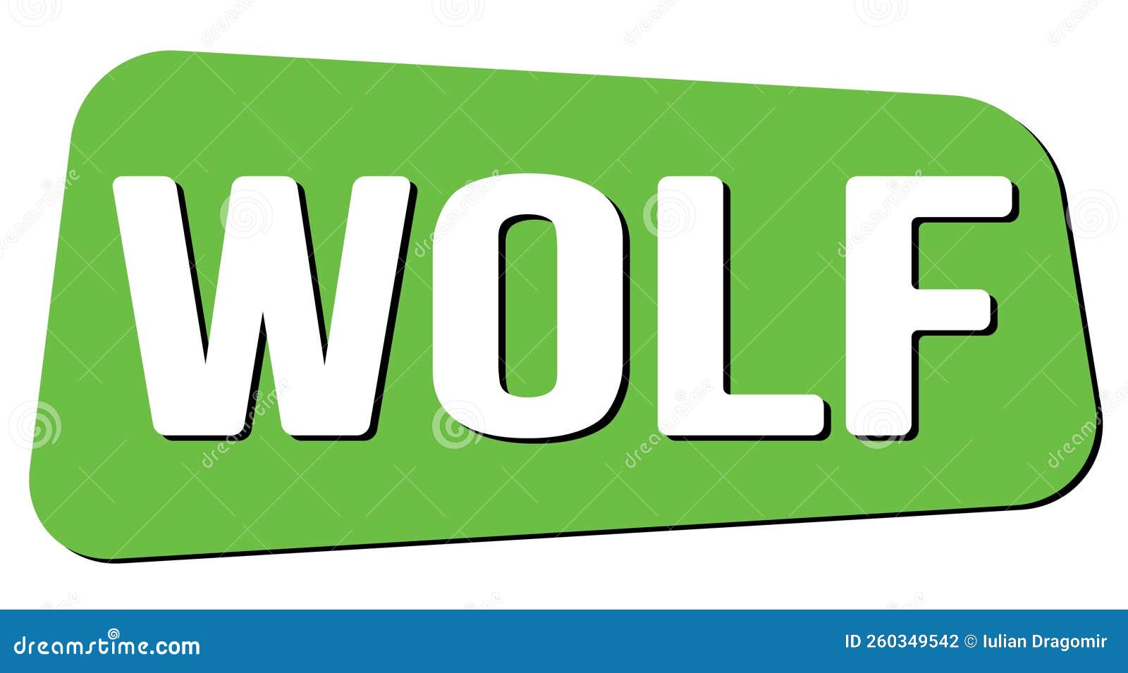 WOLF Text on Green Trapeze Stamp Sign Stock Illustration - Illustration ...