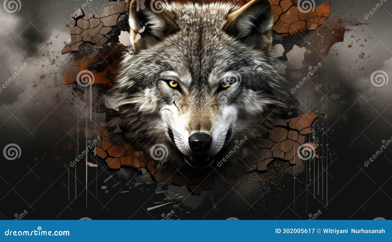 Wolf Wallpaper with Decay Effect. AI Generative Stock Illustration ...