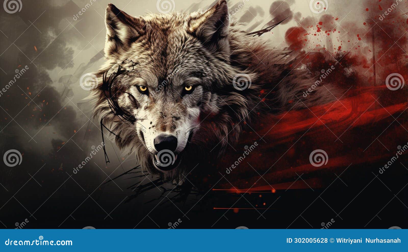 Wolf Wallpaper with Decay Effect. AI Generative Stock Illustration ...