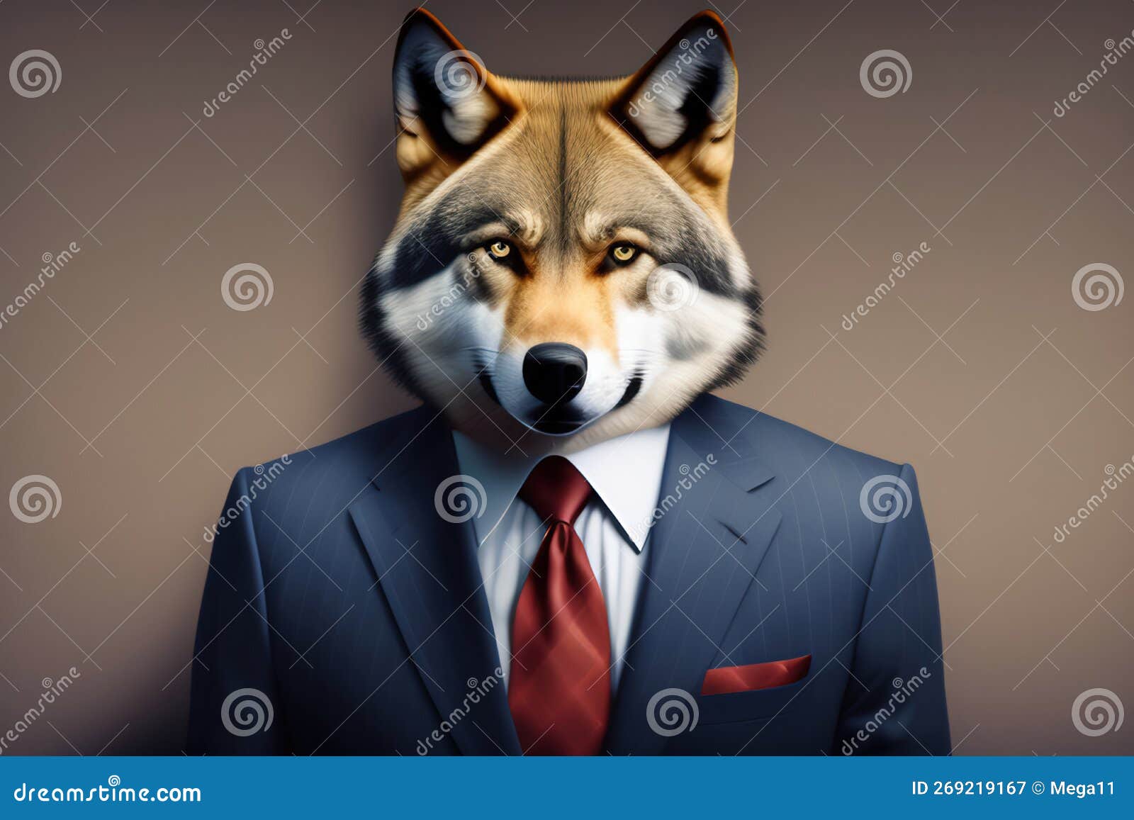 Generative AI: a Wolf Wearing a Suit and Tie in the Street Stock Image ...