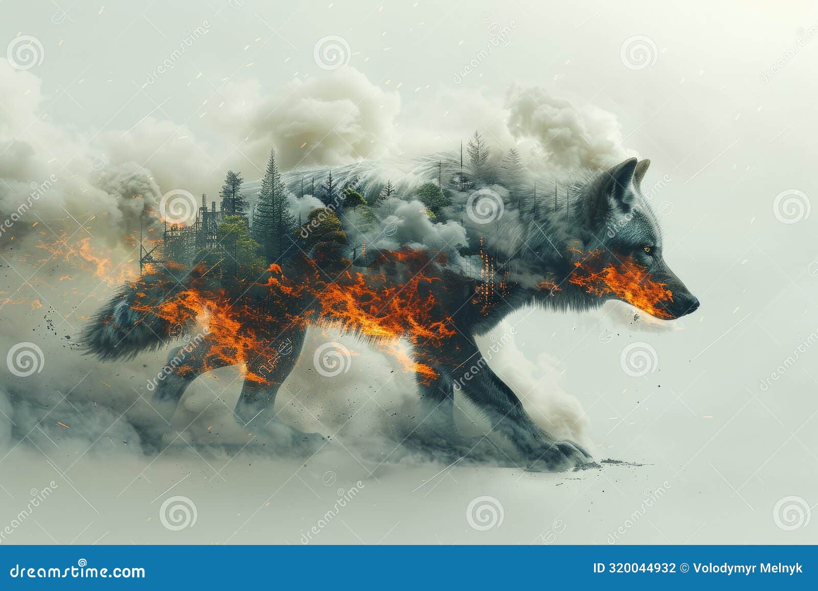 Wolf, Whose Body Consists of Natural Disasters Such As Storm Flooding ...