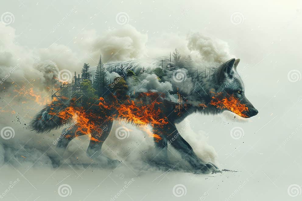 Wolf, Whose Body Consists of Natural Disasters Such As Storm Flooding ...