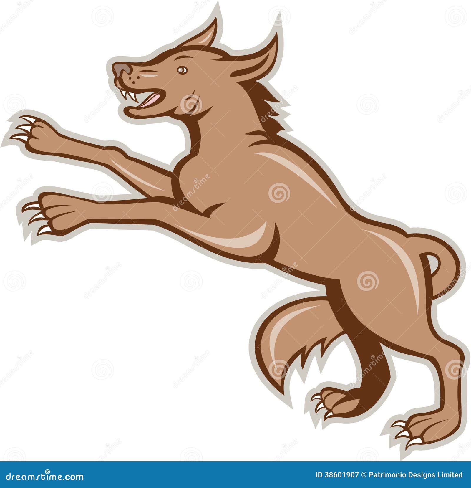 Wolf Wild Dog Su Hind Legs Cartoon Illustrazione Vettoriale ...