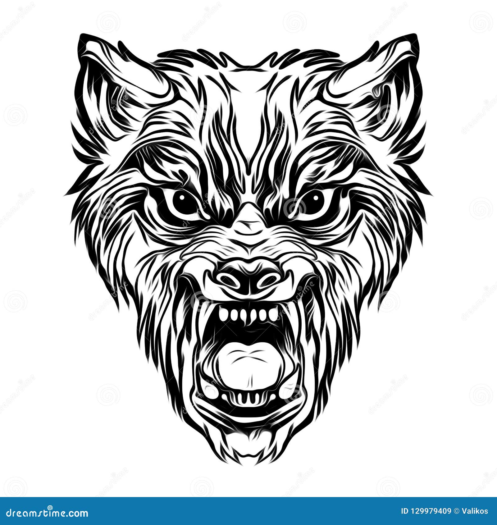 Angry Wolf Face Tattoo