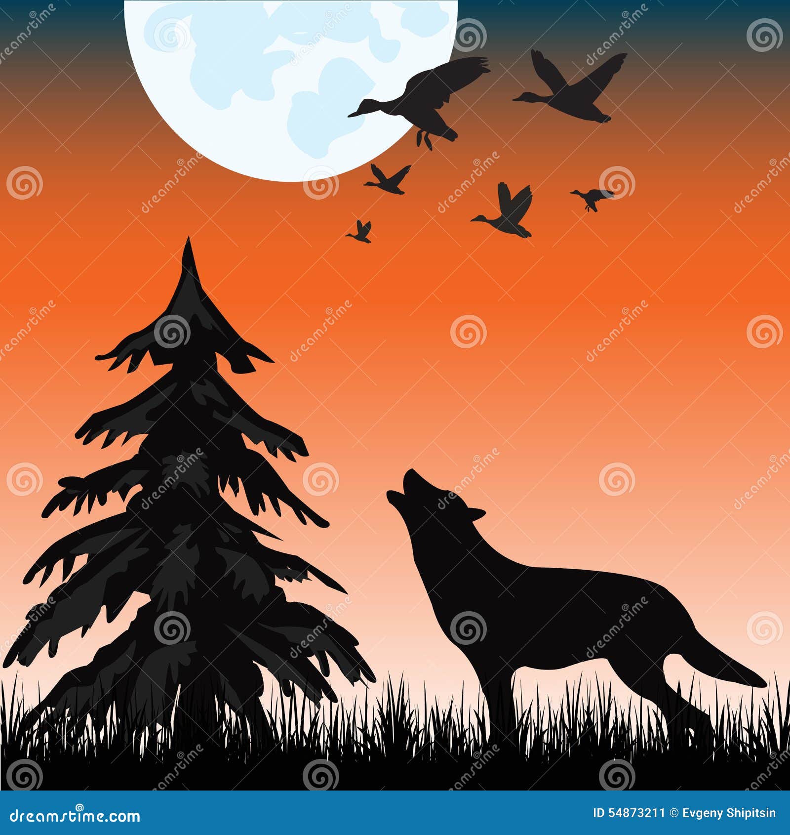 A Set Of Ravenous Birds. Isolated White Background. Gradient Colors Of ...