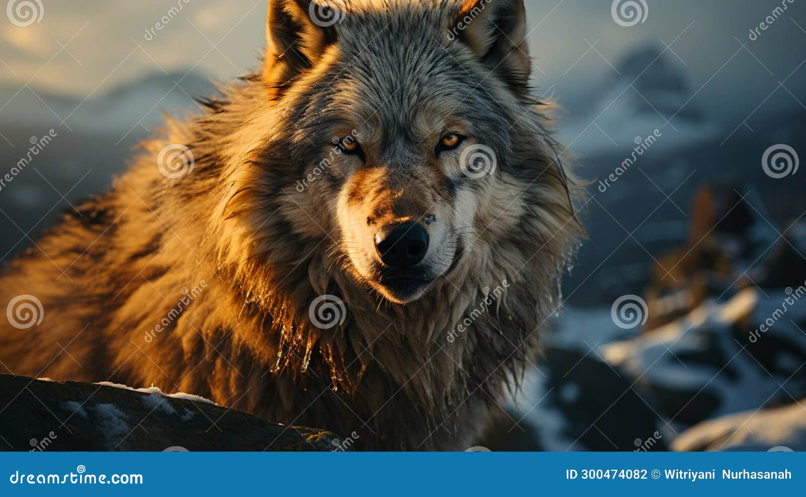 Wolf in the Woods Dramatic with Wild Predator Animal Posing in Deep ...