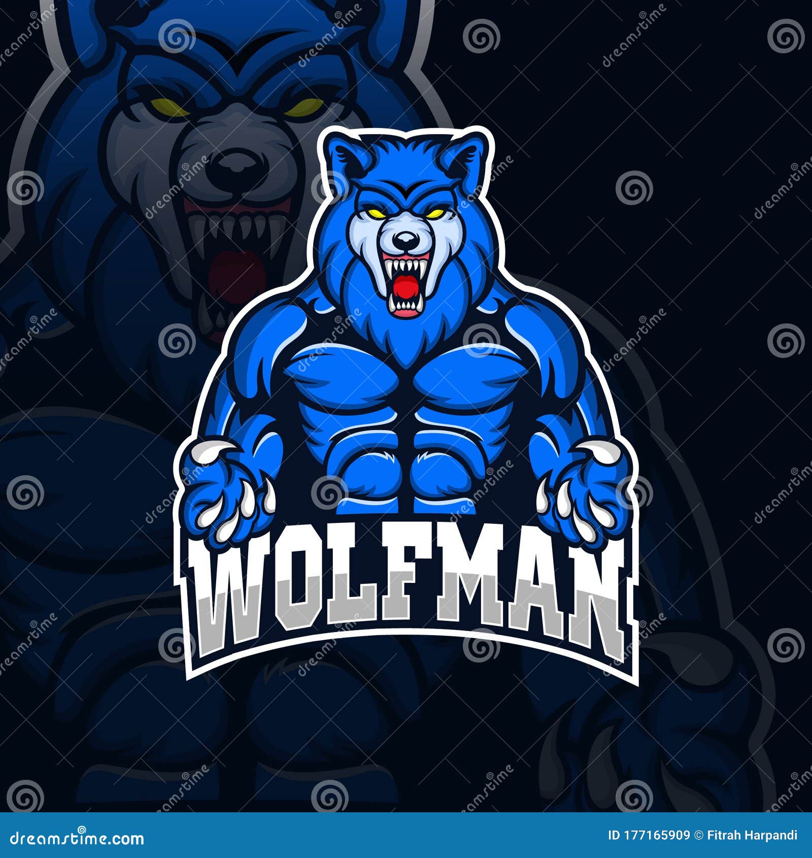 Wolfman Mascot Gaming Logo Esport Cartoon Vector | CartoonDealer.com ...