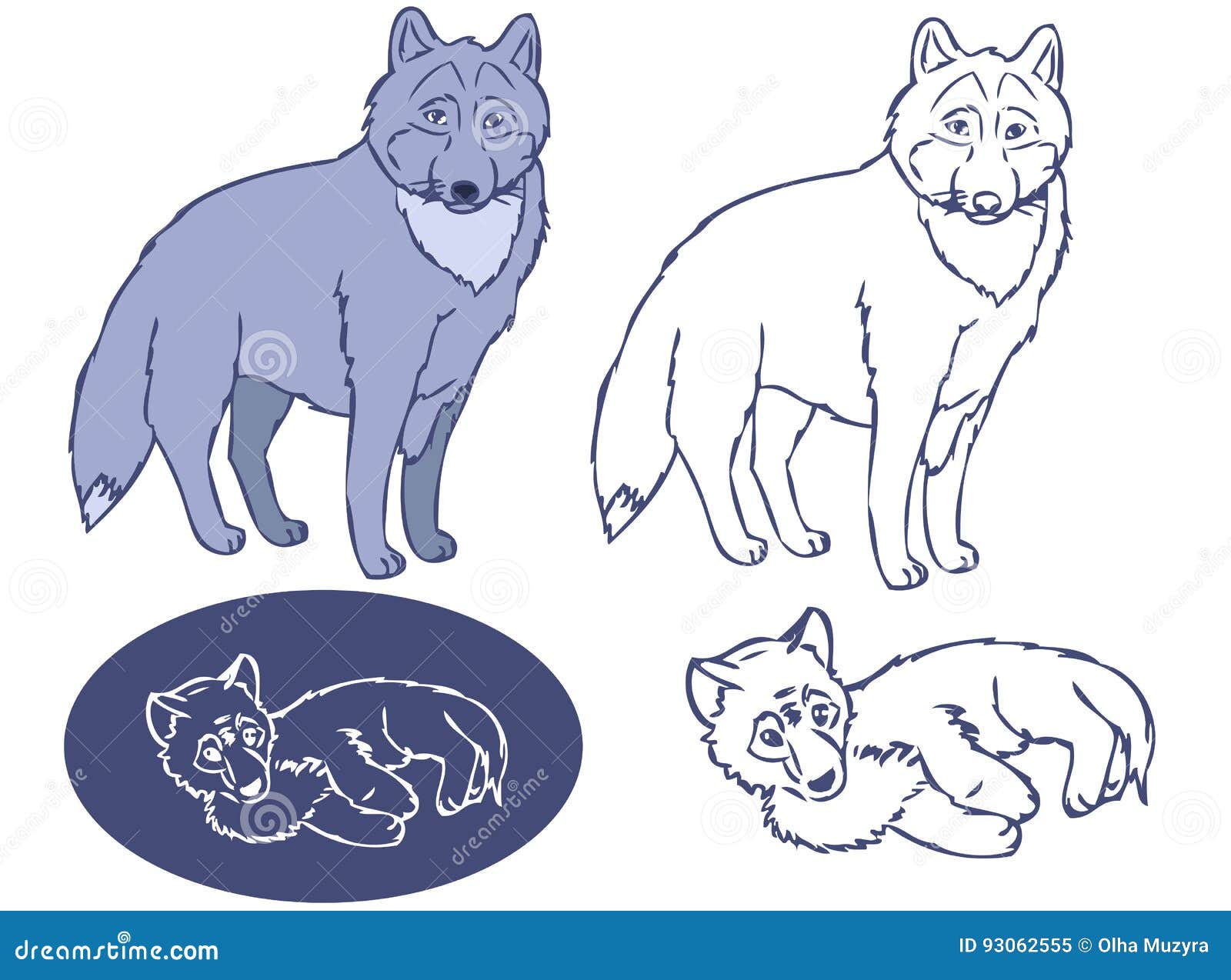 Wolfs- Big and cub stencil stock vector. Illustration of cartoons ...