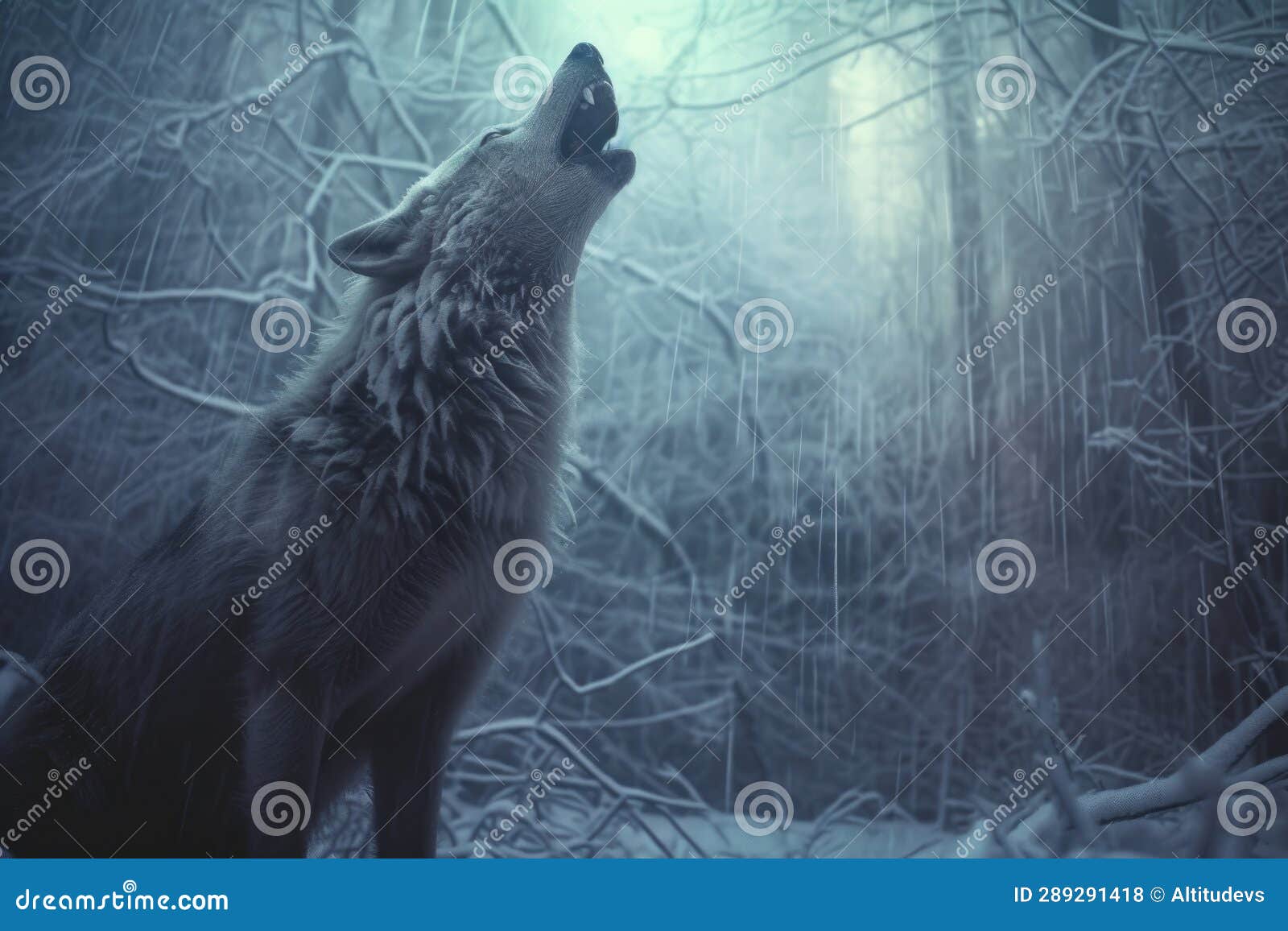 Wolfs Breath Visible while Howling in Cold Night Stock Photo - Image of ...