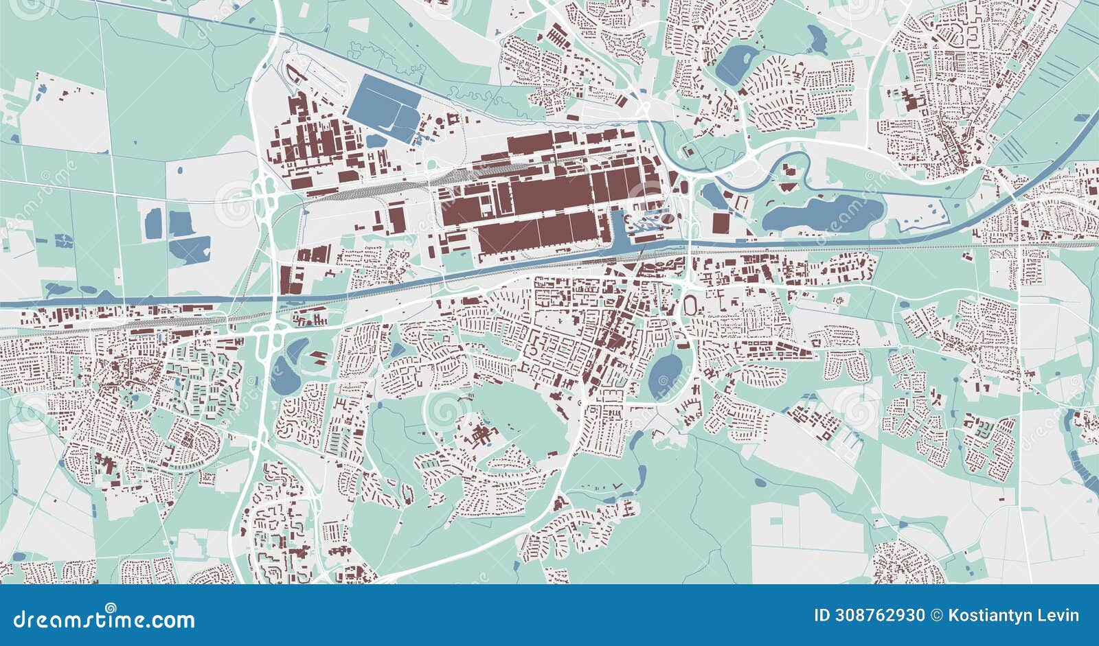 Wolfsburg Map, City In Germany. Streetmap Municipal Area Vector ...