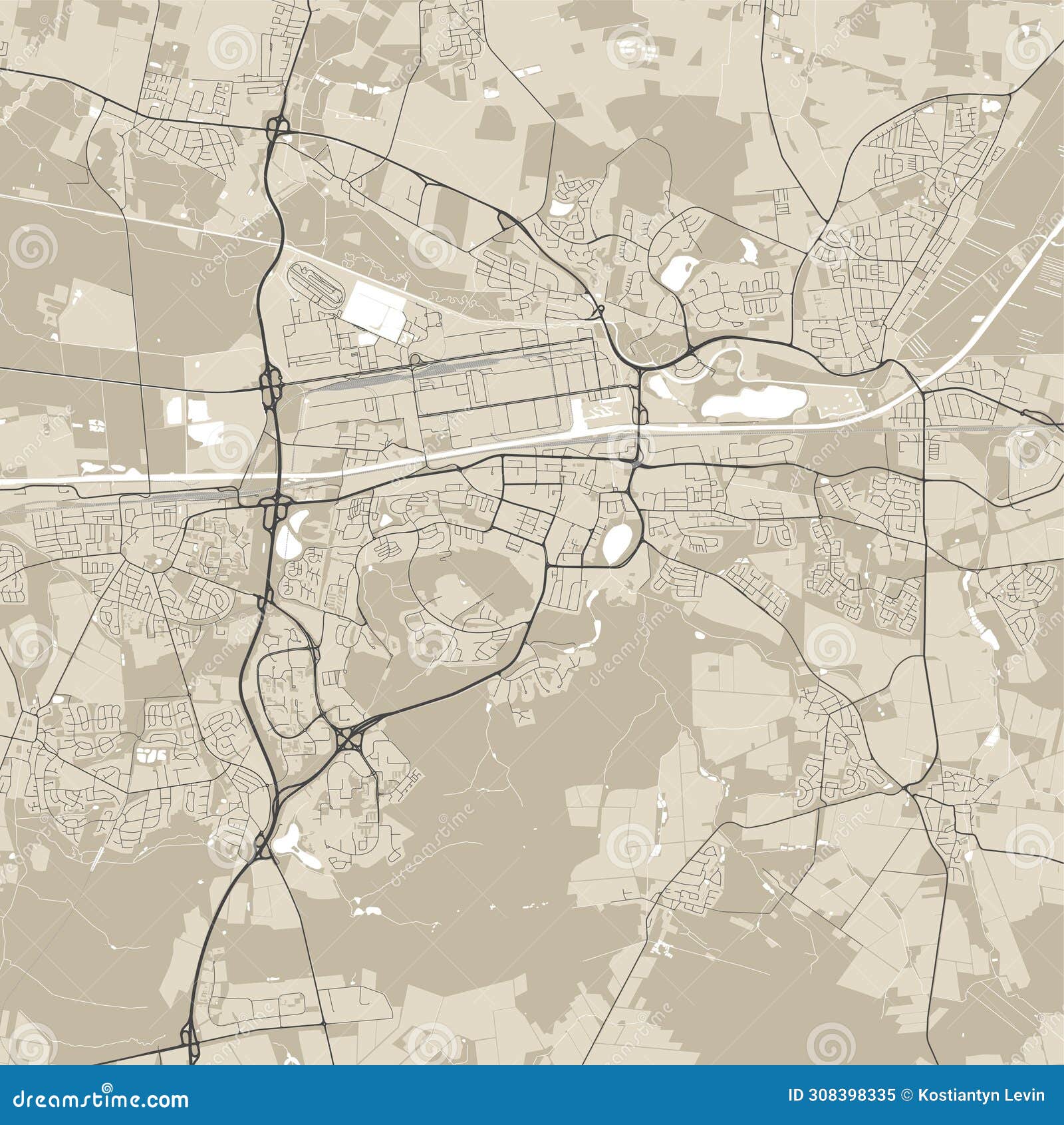 Wolfsburg Map, Germany. City Map, Vector Streetmap Stock Illustration ...