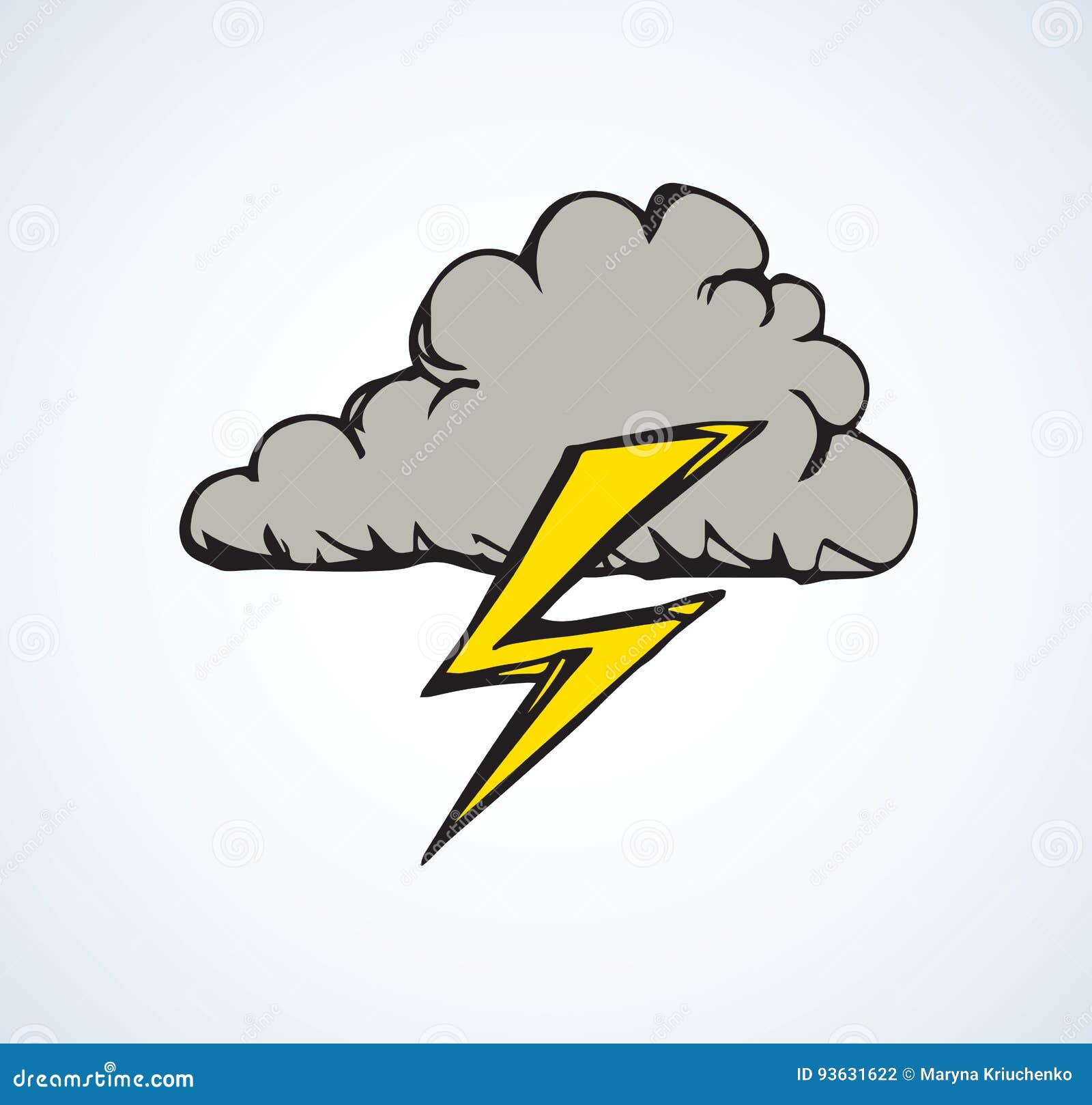 Wolk Met Bliksem Vector Illustratie Vector Illustratie - Illustration ...