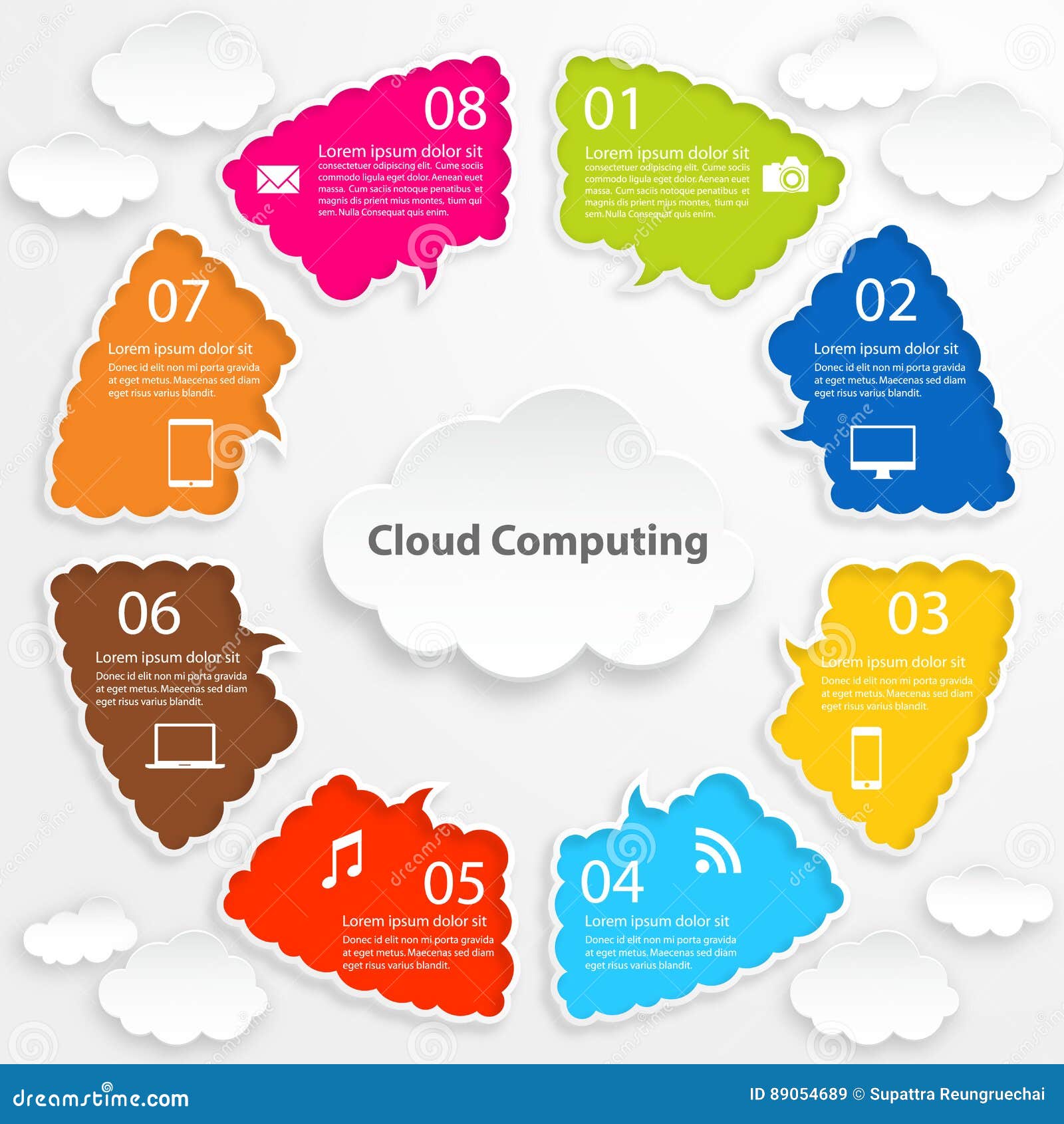 Wolke, Die Infographic Vektor Berechnet Vektor Abbildung - Illustration ...