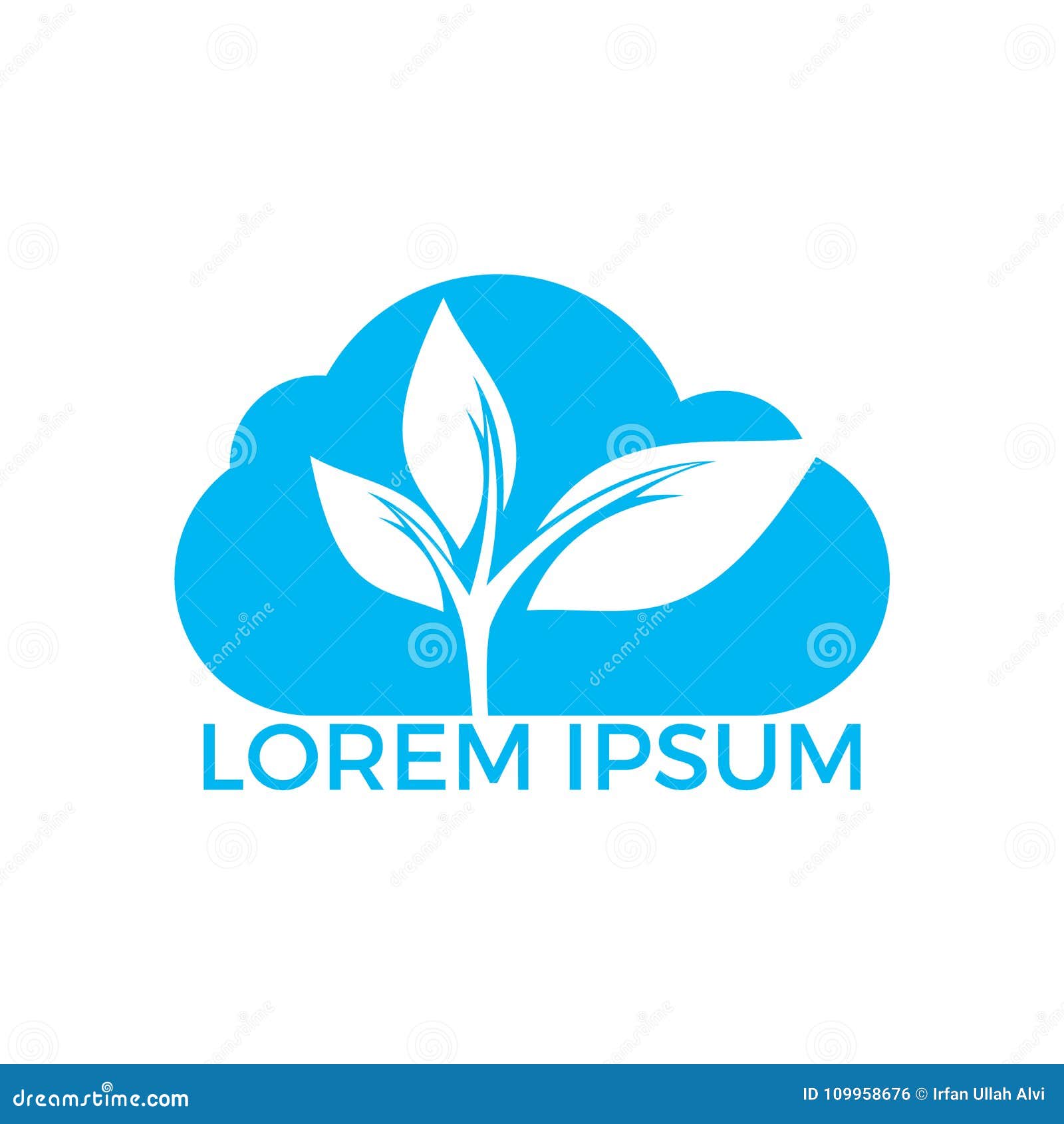 Wolke Und Anlage Logo Design Vektor Abbildung - Illustration von ...