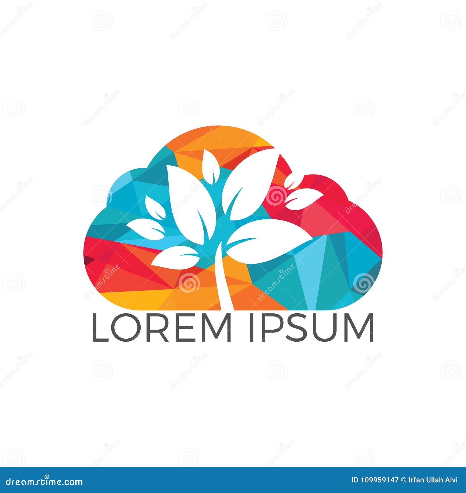 Wolke Und Anlage Logo Design Vektor Abbildung - Illustration von ...