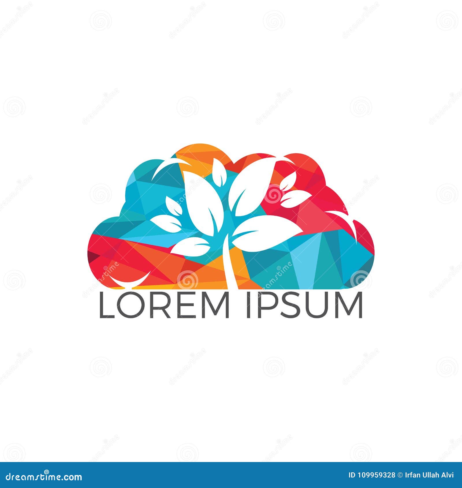 Wolke Und Anlage Logo Design Vektor Abbildung - Illustration von ...