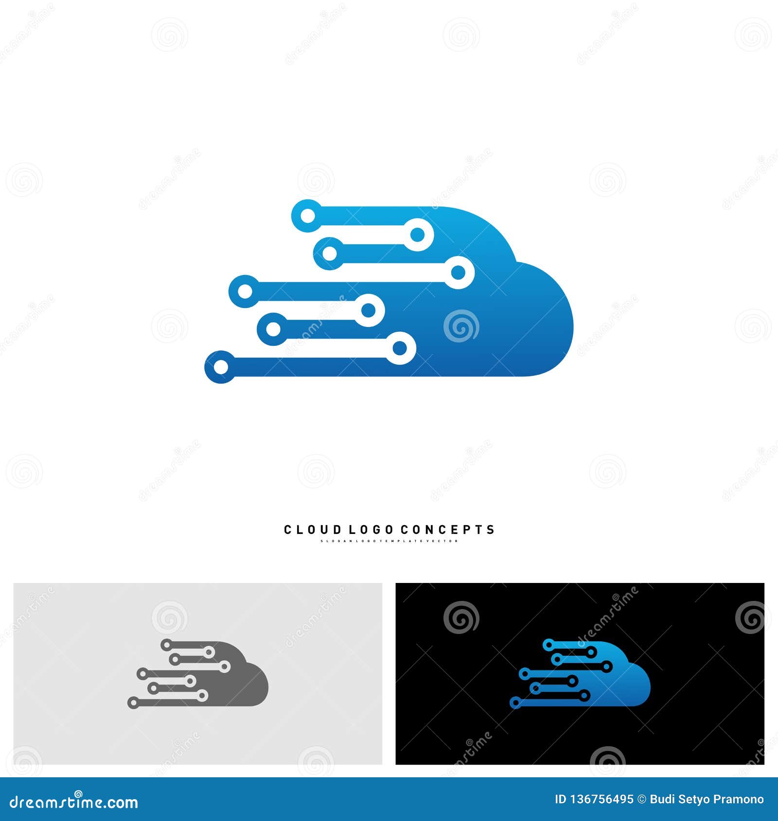 Wolken-Technologie Logo Design Concept Vector Technologie-Wolke Logo ...