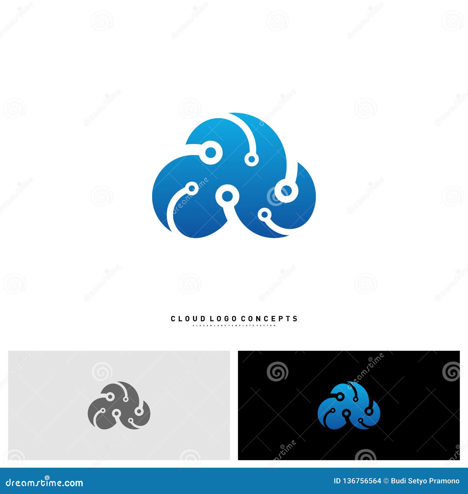 Wolken-Technologie Logo Design Concept Vector Technologie-Wolke Logo ...