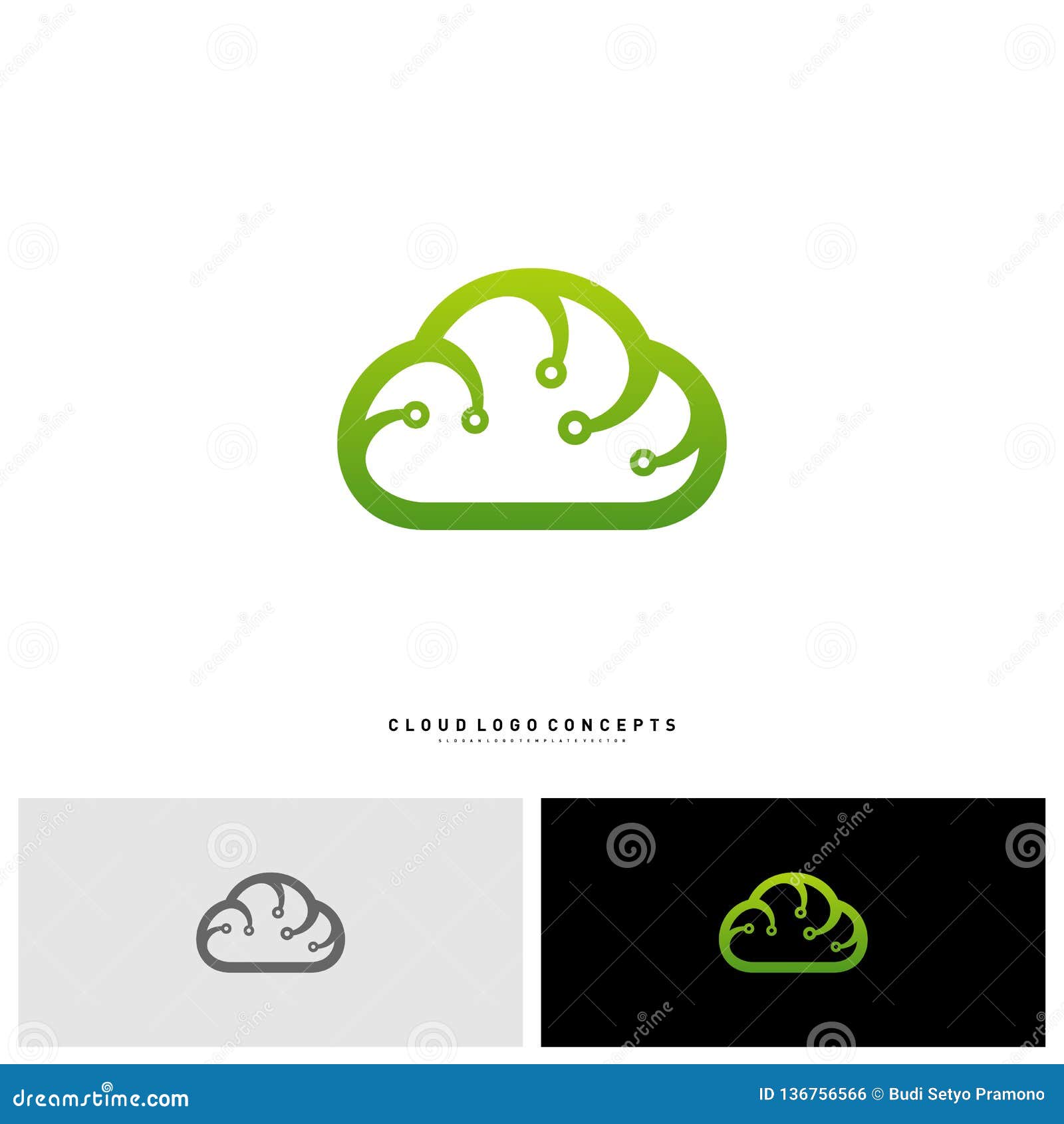 Wolken-Technologie Logo Design Concept Vector Technologie-Wolke Logo ...