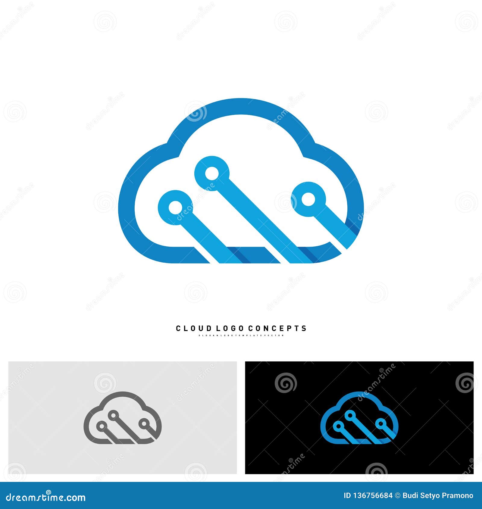 Wolken-Technologie Logo Design Concept Vector Technologie-Wolke Logo ...