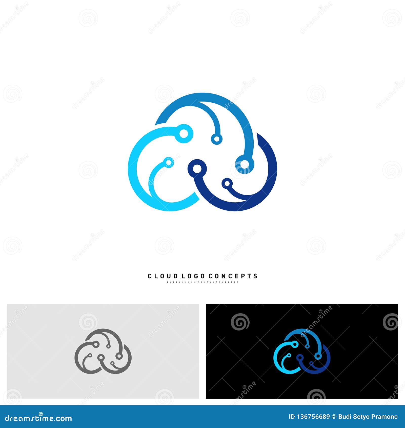 Wolken-Technologie Logo Design Concept Vector Technologie-Wolke Logo ...