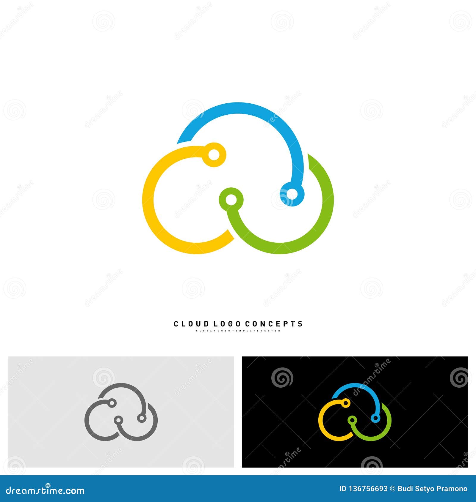 Wolken-Technologie Logo Design Concept Vector Technologie-Wolke Logo ...